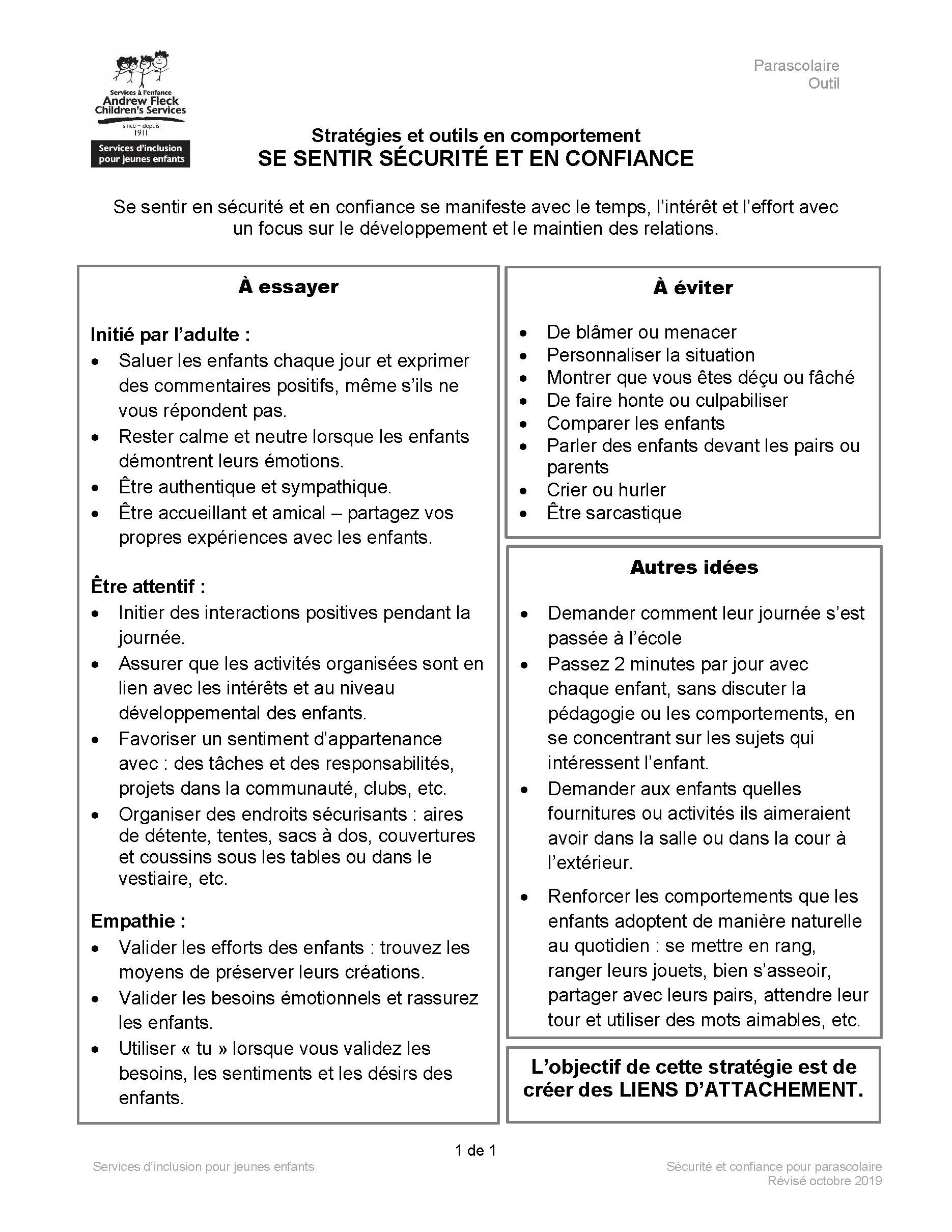 Se sentir en sécurité et en confiance | Bulletin ACCÈS inclusion
